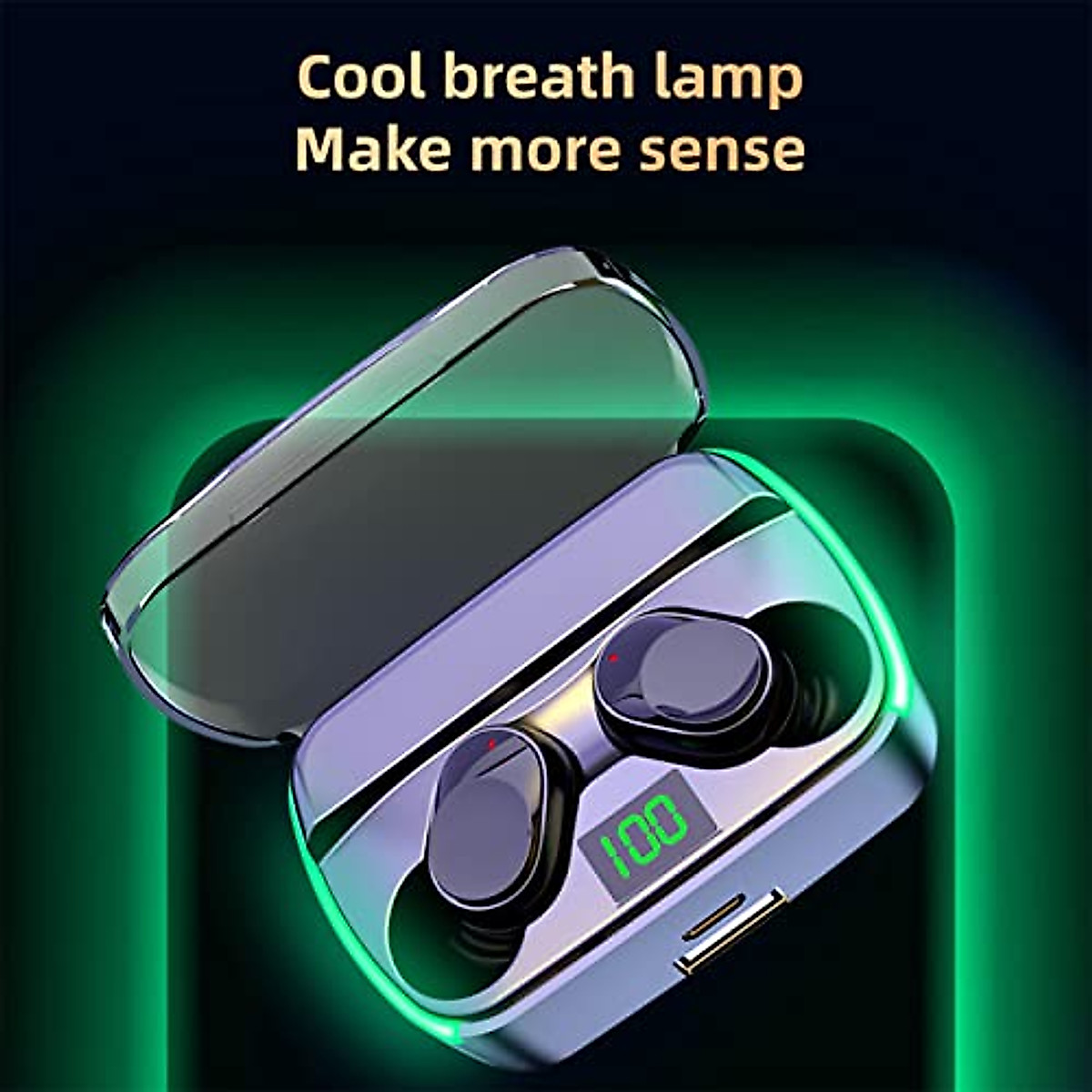 Onlyliua Wireless Bluetooth Headset, with Cool Breathing Light, Intelligent Noise Reduction HiFi Sound Quality, Mobile Phone Can Be Charged, for Sport, Gaming