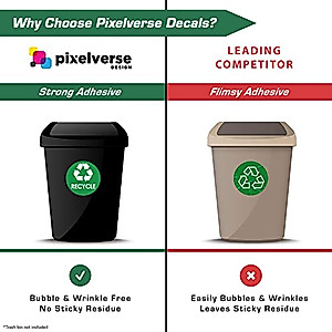 Pixelverse Design Recycle Sticker Trash Can Decal - 6" Large Recycling Vinyl - 4 Pack