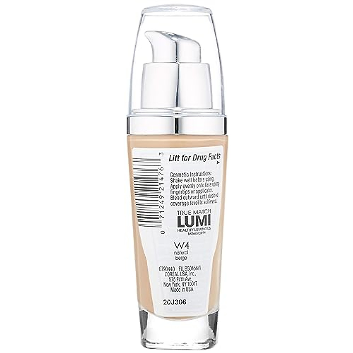 L'Oreal Paris True Match Lumi Healthy Luminous Makeup, W4 Natural Beige, 1 fl; oz.