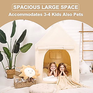 Canvas Kids Play Tent Indoor Toddler Playhouse Playroom Inside Children Teepee Tents Playhouse for Girls Boys Toddler Play Tent Indoor & Outdoor