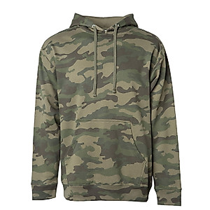 Global Blank Men's Midweight Sweatshirt Pullover Hoodie for Men Fleece Hoodies Green Camouflage