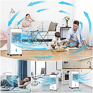 Portable 3-IN-1 Air Conditioners for Room, Portable AC Unit with 1.6 Gallon Water Tank, 4 Modes & 3 Speeds, Personal Air Cooler with Remote Control Fast Cooling for Room Home Office