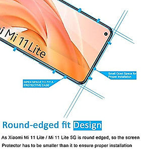 NEW'C 3 Pack Designed for Xiaomi Mi 11 Lite/Mi 11 Lite 5G Screen Protector Tempered Glass, Case Friendly Anti Scratch Bubble Free Ultra Resistant