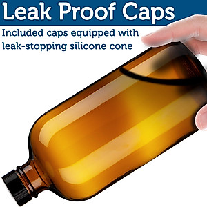 Empty Amber Glass Spray Bottles - 2 Pack - Large 16oz Refillable Bottle is Great for Essential Oils, Plants, Cleaning Solutions, Hair Mister - Durable Nozzle w/Fine Mist and Stream Setting