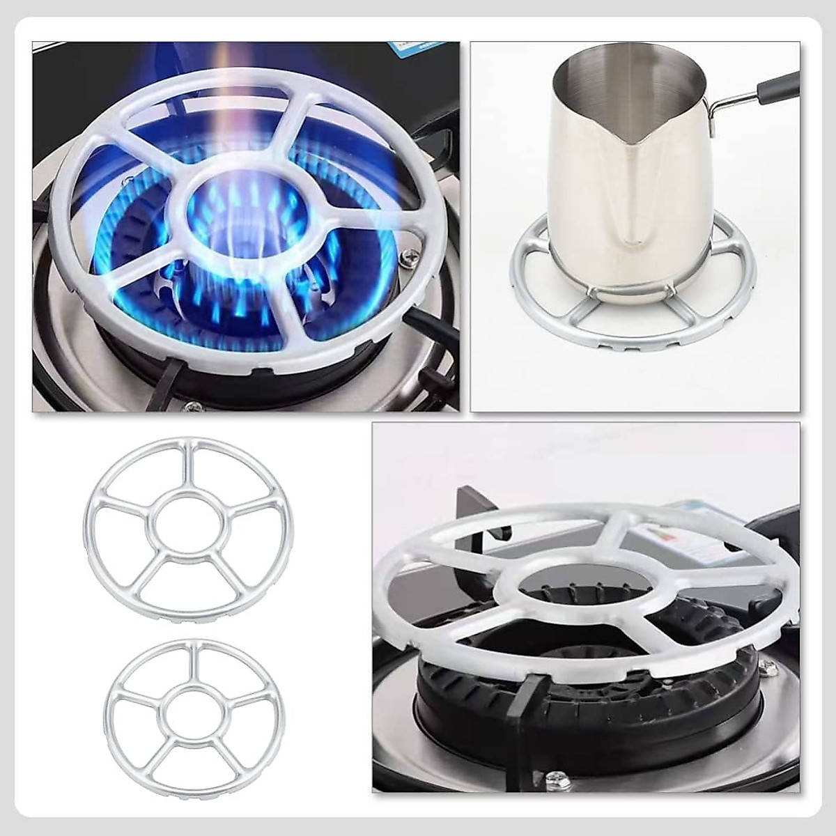 Gas Ring Trivet Galvanized Wok Ring Stove Rack: 2pcs Cooktop Range Pan Holder Stand Non Slip Gas Ring Reducer Milk Pot Support Brackets for Butter Warmer Small Saucepan Gas Stove Top Grates