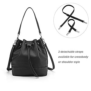 AFKOMST Bucket Bags and Purses For Women Drawstring Hobo and Shoulder Handbags with 2 Detachable Straps