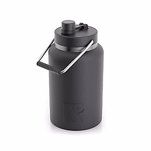 RTIC Jug with Handle, Half Gallon, Black Matte, Large Double Vacuum Insulated Water Bottle, Stainless Steel Thermos for Hot & Cold Drinks, Sweat Proof, Great for Travel, Hiking& Camping