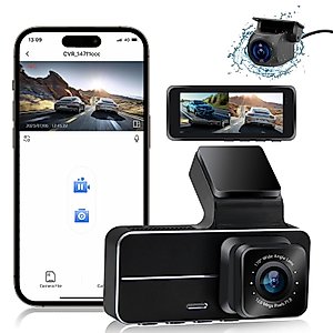 Dash Cam Front and Rear 4K+1080P WiFi Dashcams,WiFi GPS Dash Camera for Cars,170° Wide Angle,G-Sensor,Night Vision,24 Hours Parking Mode,Loop Recording,Support 256GB Max