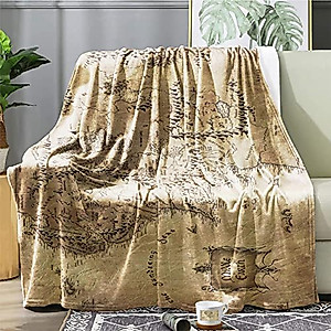 Blanket Middle Earth Map Blankets and Throws Premium Fleece Super Soft Throw Blanket Cozy Bed Blanket Couch Decorative for Home Bedding Living Room (Black, 50 * 40)