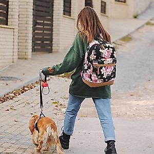 Lmeison Green Floral Backpack with Lunch Box, Girls Backpack for School Kids Backpack College Backpack Travel Backpack for Women