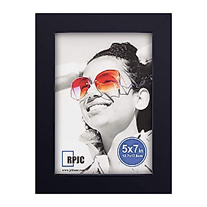 RPJC 5x7 inch Picture Frame Made of Solid Wood High Definition Glass for Table Top Display and Wall Mounting Photo Frame Black