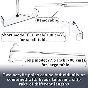 MrCarbon Acrylic Chip Rake, Fully Transparent, Casino Grade Pro Rake for Blackjack,Texas Hold'em,Telescopic Roulette Casino Poker