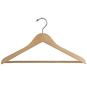 NAHANCO 8017CH20 Economy Wooden Suit Hanger with Attached Pant Bar, Chrome Hook, 17" - Natural Gloss (Pack of 20)