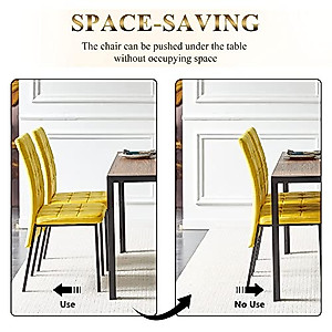 Homedot 5-Pieces Kitchen Table Set for 4,Soft Velvet Dining Chair Armless Modern Upholstered Side Chair with Black Metal Legs for Kitchen,Dining