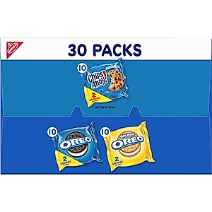 Nabisco Sweet Treats Cookie Variety Pack OREO, OREO Golden & CHIPS AHOY!, 30 Snack Packs (2 Cookies Per Pack)