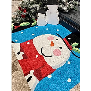 Holly Jolly Snowman Holiday Machine Washable 20" x 30" Jellybean Accent Rug
