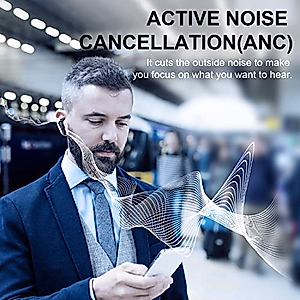 MURPISO Wireless Earbuds, Active Noise Cancelling Wireless Earbuds, in-Ear Bluetooth 5.2 Headphones with 4 Mics, 35 Hours Playtime, IPX6 Waterproof, Deep Bass Headset for iOS Android, Black