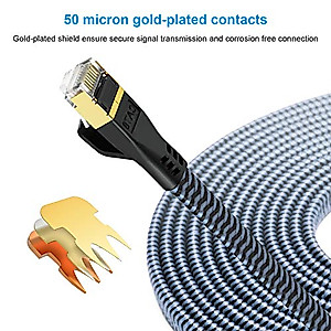 Yauhody CAT 8 Ethernet Cable 6ft (2 Pack), High Speed CAT8 Cable for Gaming 40Gbps 2000MHz, Durable Braided Internet LAN Network Patch RJ45 Cord Shielded for PS5/Router/Modem/PC/TV