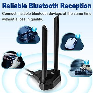 Eightwood Dual Band WiFi Antenna 2.4GHz 5GHz RP-SMA WiFi Antennae with 6.5ft Extension Cable for PC Desktop Computer PCI PCIe WiFi Bluetooth Card Wireless Network Router