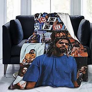 DanaJLessard Flannel Blanket J Rapper Cole Funny Throws Blanket Women Men Lightweight Super Soft Fleece Air Conditioning Blankets for All Season 60"x50"