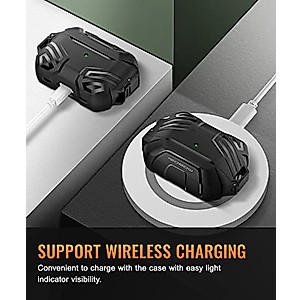 MOBOSI for AirPods Pro 2nd/1st Generation Case Cover with Lock, Military Grade AirPod Pro 2 Case for Men Women, Full-Body Shockproof Protective Case with Keychain for AirPods Pro(2023/2022/2019),Black