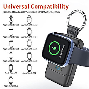 Portable Wireless Charger for Apple Watch,HUOTO【Upgraded Version】 iWatch Charger 1400mAh Smart Keychain Power Bank,Portable Magnetic iWatch Charger for Apple Watch Series 8/UItra/7/6/SE/5/4/3/2/1