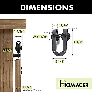 Homacer Mini Black Rustic Non-Bypass Sliding Barn Door Hardware Kit, for Two/Double Doors, 72-inch Long Flat Track, Horseshoe Design Roller, Cabinet TV Stand Console Use…
