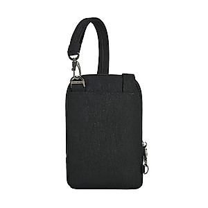 Travelon Anti-theft Metro Stadium Mini Crossbody Cross Body Bag, Black, 4.5" x 7.25" x 1"