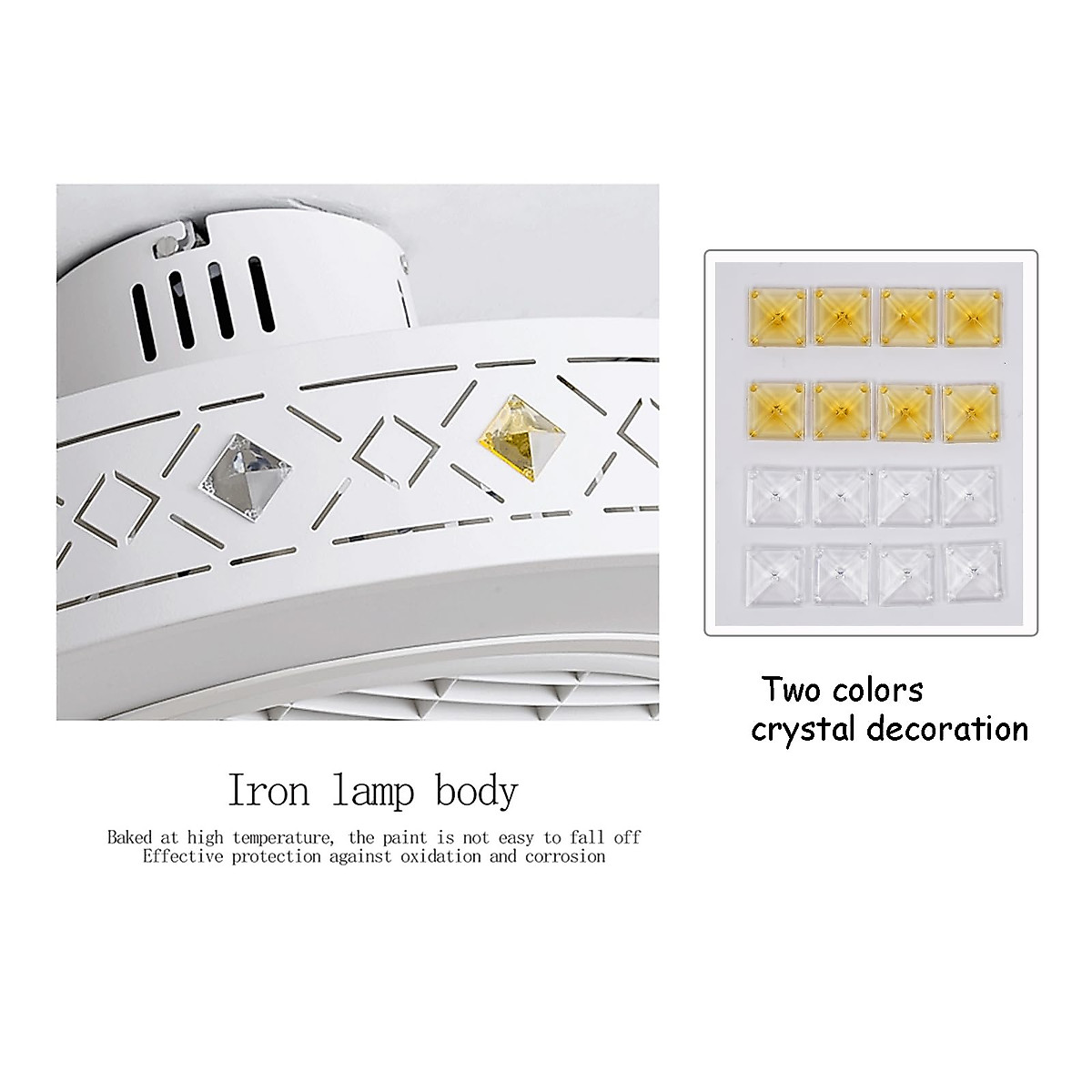 TFCFL 22 Inch Ceiling Fan with Light and Remote Control,Modern LED Semi Flush Mount Light Fandelier,3 Colors 3 Speeds Changing,64W,Enclosed Fan,Quiet Motor,Indoor Light,White