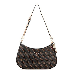 GUESS Noelle Top Zip Shoulder Bag, Brown Logo