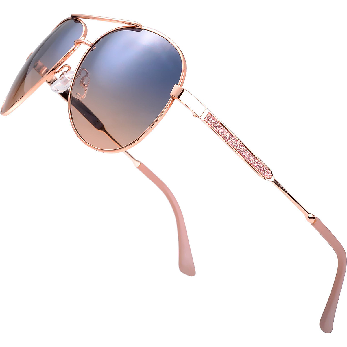 The Fresh Classic Crystal Elegant Women Beauty Design Sunglasses Gift Box (L164-Rose Gold, Blue/Coral)