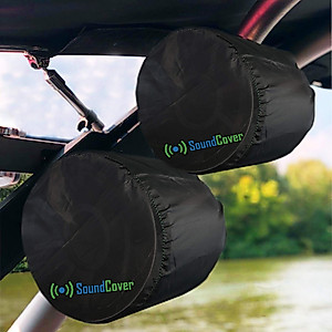 Two Small Black Marine Wakeboard Tower Pod Speaker Covers for Small Boat Speakers - Cover Dimensions H 7.5" x W 7.5" x D 7.5" - Fits Boss, Rockville, Kicker, Pyle & NOAM NUTV5