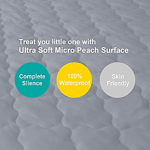 Pack n Play Sheet Quilted Waterproof Protector, 2 Pack Premium Fitted Pack n Play Pad Cover 39" X 27" fits for Baby Foldable and Playard Mattress, Portable Mini Crib, Gray&Navy Blue