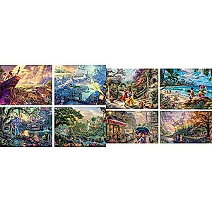 Ceaco Thomas Kinkade The Disney Collection 4 in 1 Multipack & Thomas Kinkade The Disney Dreams Collection 4 in 1 Multipack Lion King, Peter Pan, Princess & The Frog, & Jungle Book Jigsaw Puzzles