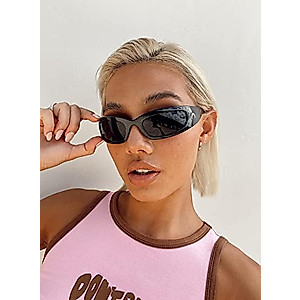 PEGH Wrap Around Sunglasses Y2K Trendy, Fashion Black Sporty Sun Glasses Moon Décor Shades