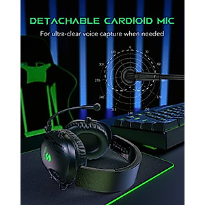 Black Shark 2.4Ghz Wireless Gaming Headset for PC PS4 PS5 Laptops,Over-Ear Bluetooth 5.2 Gaming Headphones with Detachable Ultra-Clear Microphone,60 Hours Playtime, 3.5mm Wired Mode for Xbox Series