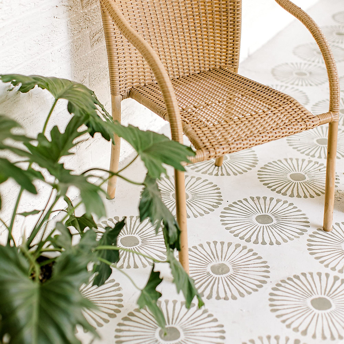 Reusable Tile Stencil 12x12 (2 Pack) | Large Floor Stencils for Painting Floors 12x12 | Wall Stencils for Painting | Concrete Stencils for Patio | Boho Stencil | Paint Stencils for Walls and Floors