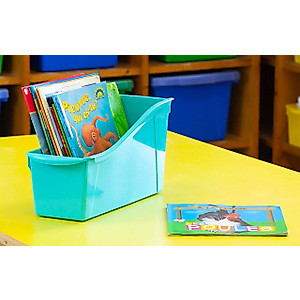 Storex Large Book Bin, 14 x 5 x 7, Case of 6, Blue (71115U06C)