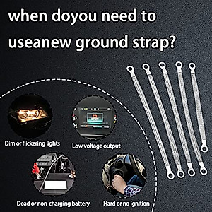 zipelo Universal Automotive Ground Strap, 6Pcs 12" Vehicle Engine Ground Cable Strap Kit, Professional Heavy Duty Braided Tinned Copper Strap for SUV Truck Most Cars (Silver2)