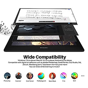 GAOMON PD1320 13.3 Inches Tilt Support Graphics Drawing Tablet with 86% NTSC Full-Laminated IPS Screen Pen Display-Gray