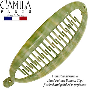 Camila Paris CP3105 French Large Banana Clip Hair Comb, Flexible Banana Clips Hair for Thick Hair Ponytail Holder Interlocking Banana Hair Clips Styling Hair Banana Clips for Women Made in France