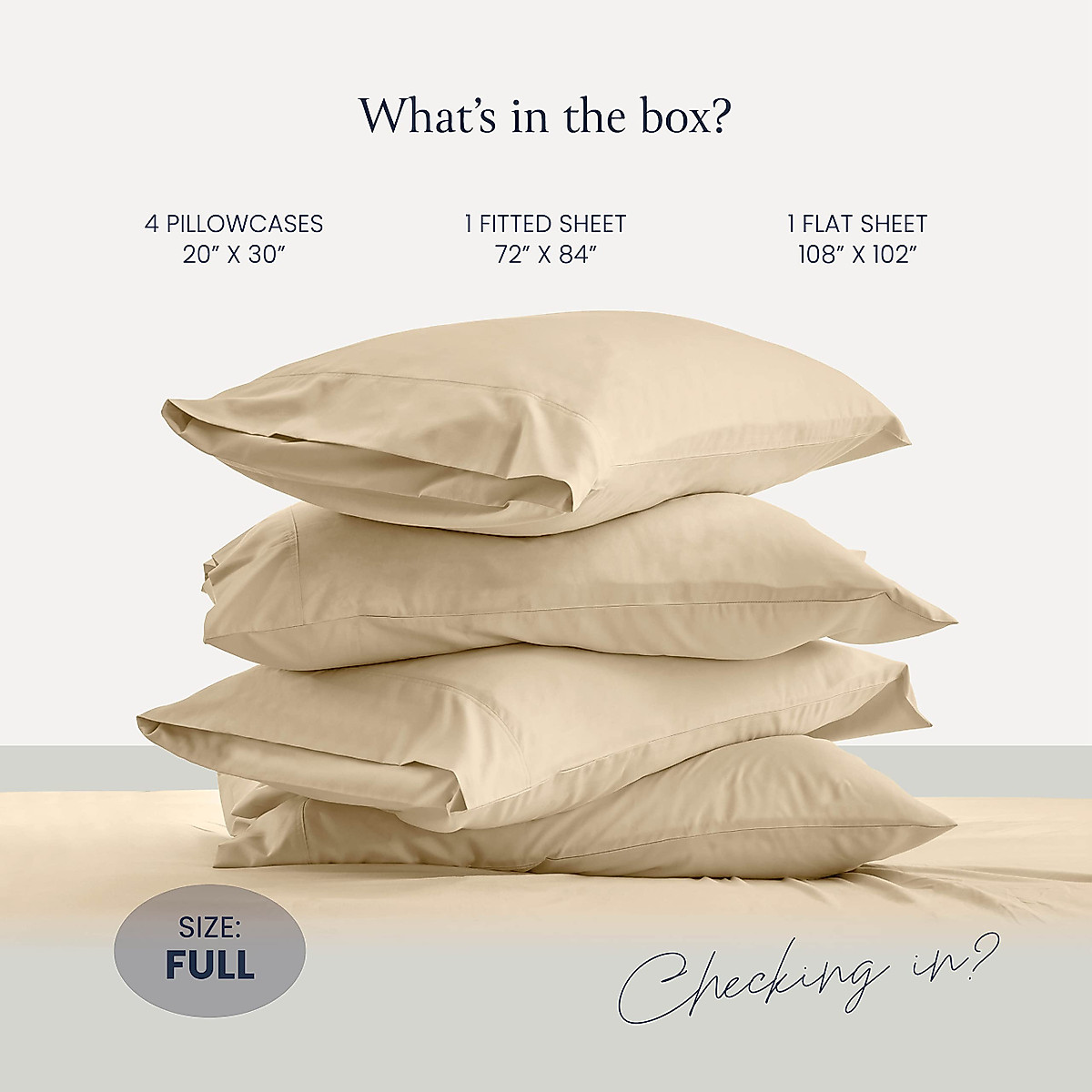 BELADOR Silky Soft 6 Piece Bed Sheet Set - Full Size Deep Pocket Sheets with Elastic, Secure-Fit, Breathable, Wrinkle Free Oeko-Tex Hotel Sheets, Includes Pillowcase