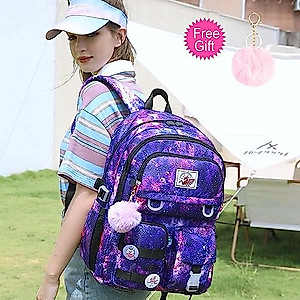 KLFVB Laptop Backpack for Girls, 15.6 Inch Cute Tie Dye College Bookbag, Anti Theft Water Resistant Large Computer School Bag for Teens Women Students - Purple