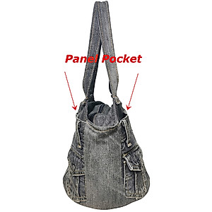 BDJ Upcycling Blue Denim Jean Round Shape Top-Handle Bucket Handbag for women (Round 5)