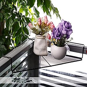 KUYYFDS Corner Shelves, Iron Wire Corner Sundries Storage Rack, Office Cubicle Dormitory Space-Saving Mesh Corner Rack Shelf Holder Organizer for Flower Pots Black