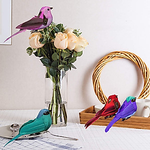 12Pcs Artificial Feathered Birds Christmas Decorations, Colorful Simulation Foam Birds Clip-on Christmas Tree Ornament, Artificial Bird Ornaments for DIY Crafts Home Garden Wedding Easter Decor Y