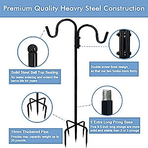 BYBAG Adjustable Double Shepherds Hook,94.5 Inch Tall Heavy Duty Hanging Stakes Two Sided Garden Pole for Bird-Feeder Lantern Plant-Hook Garden-Stake,Plant Stand Hanger for Outdoor Wedding Decor