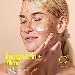 NueDerma Vitamin C Serum For Face Anti Aging, Brightening, Retinol, Aloe, Hyaluronic Acid, Vitamins E, B3. Boosts Collagen