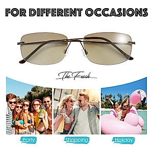 The Fresh Minimalist Small Rectangular Sunglasses Clear Eyewear - Gift Box Package (103-Brown, Gradient Brown, 58)