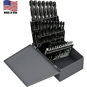 Chicago Latrobe 45640 150ASP Heavy Duty Jobber Length Drill Set, 135 Degree, Steam Oxide, 29 Piece